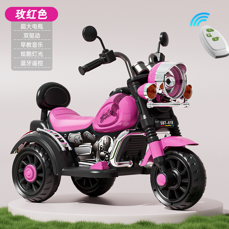 Детский электрический мотоцикл-трицикл для мальчиков и девочек, аккумуляторная машина для детей, с возможностью сидения, перезаряжаемая игрушечная машина с пультом управления