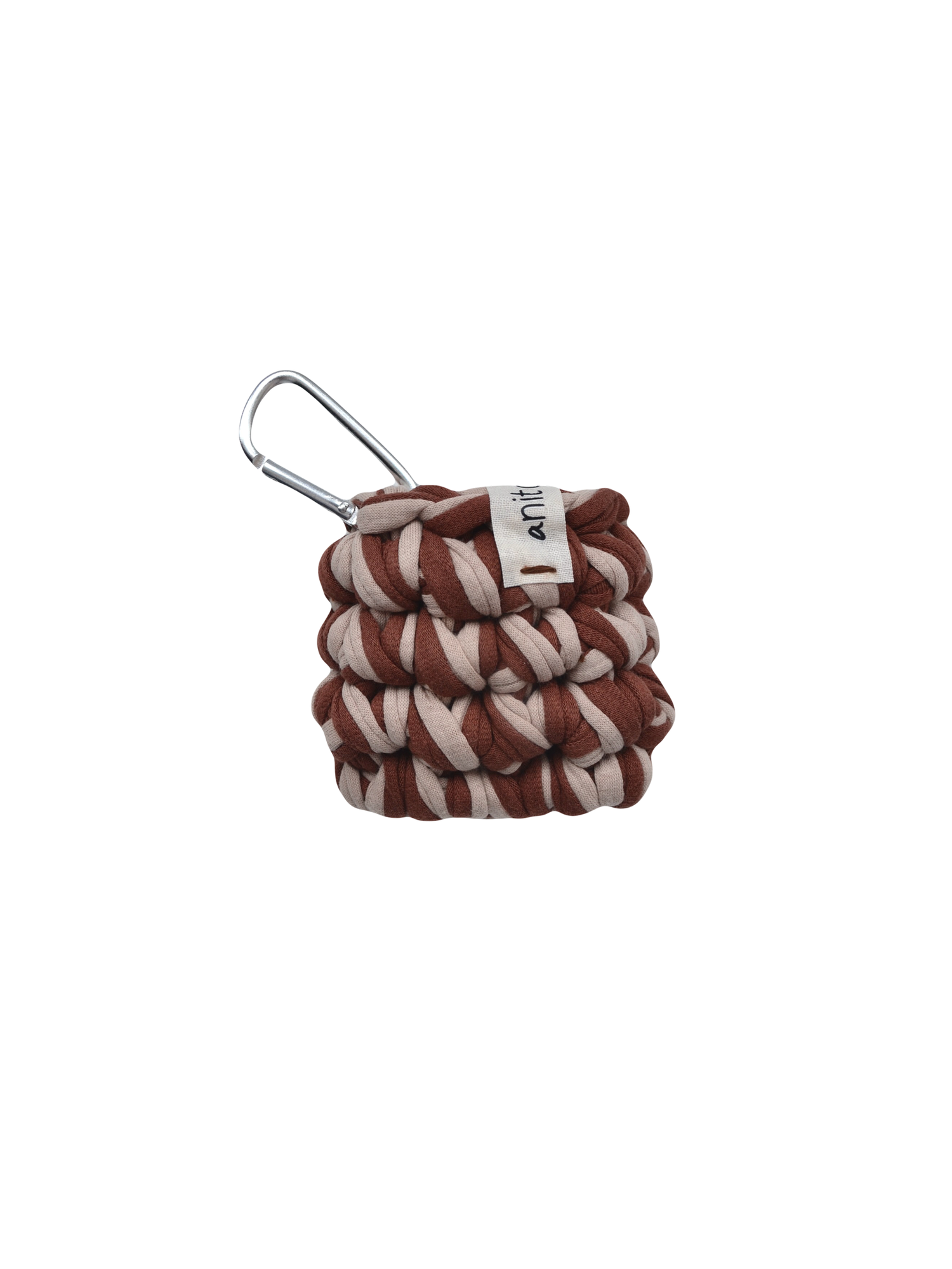 Чехол для наушников, anitochka.shop, с карабином, ручная работа, 7×7 см, холодный кофе