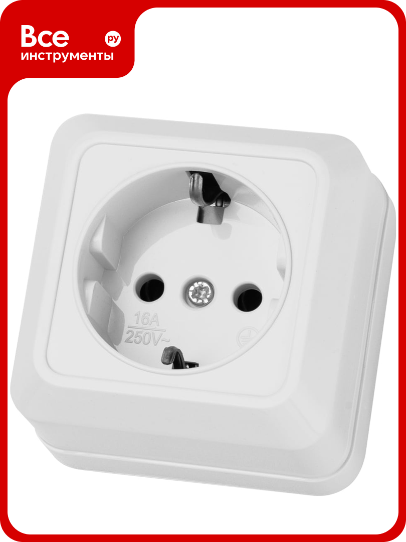 Розетка открытой установки 2П+З IP20 16А, белая TDM ELECTRIC Ладога SQ1801-0015