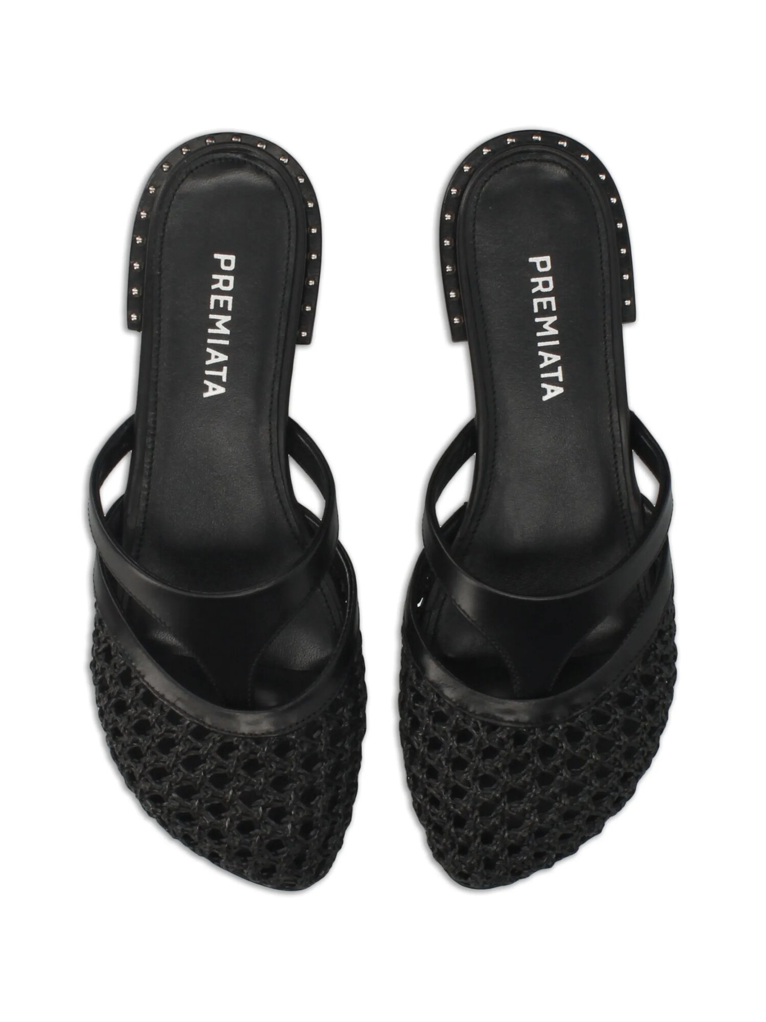 Мюли PREMIATA Woven studded flat mules, размер 39 EU, black/black — фото 1