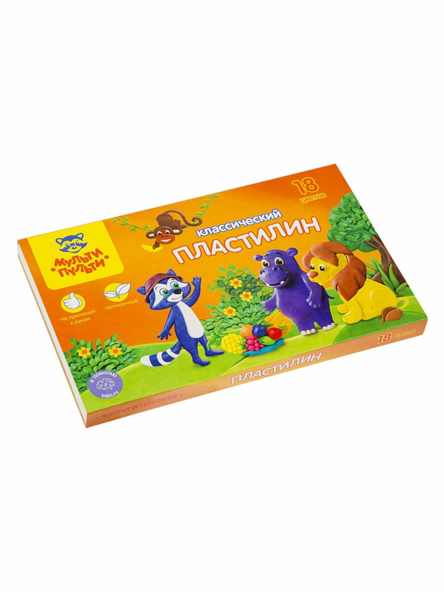Пластилин "Мульти-пульти. Приключения Енота", 18 цветов, 360 г, со стеком, картонная упаковка