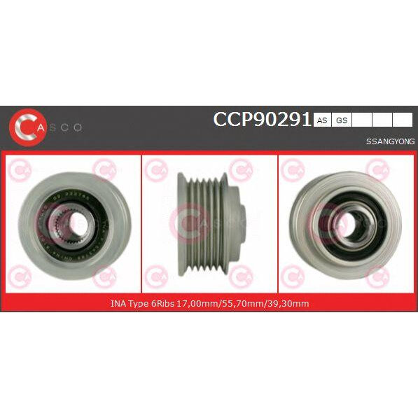 Ременный шкив, генератор, SSANGYONG 6621553415 (1 шт.)