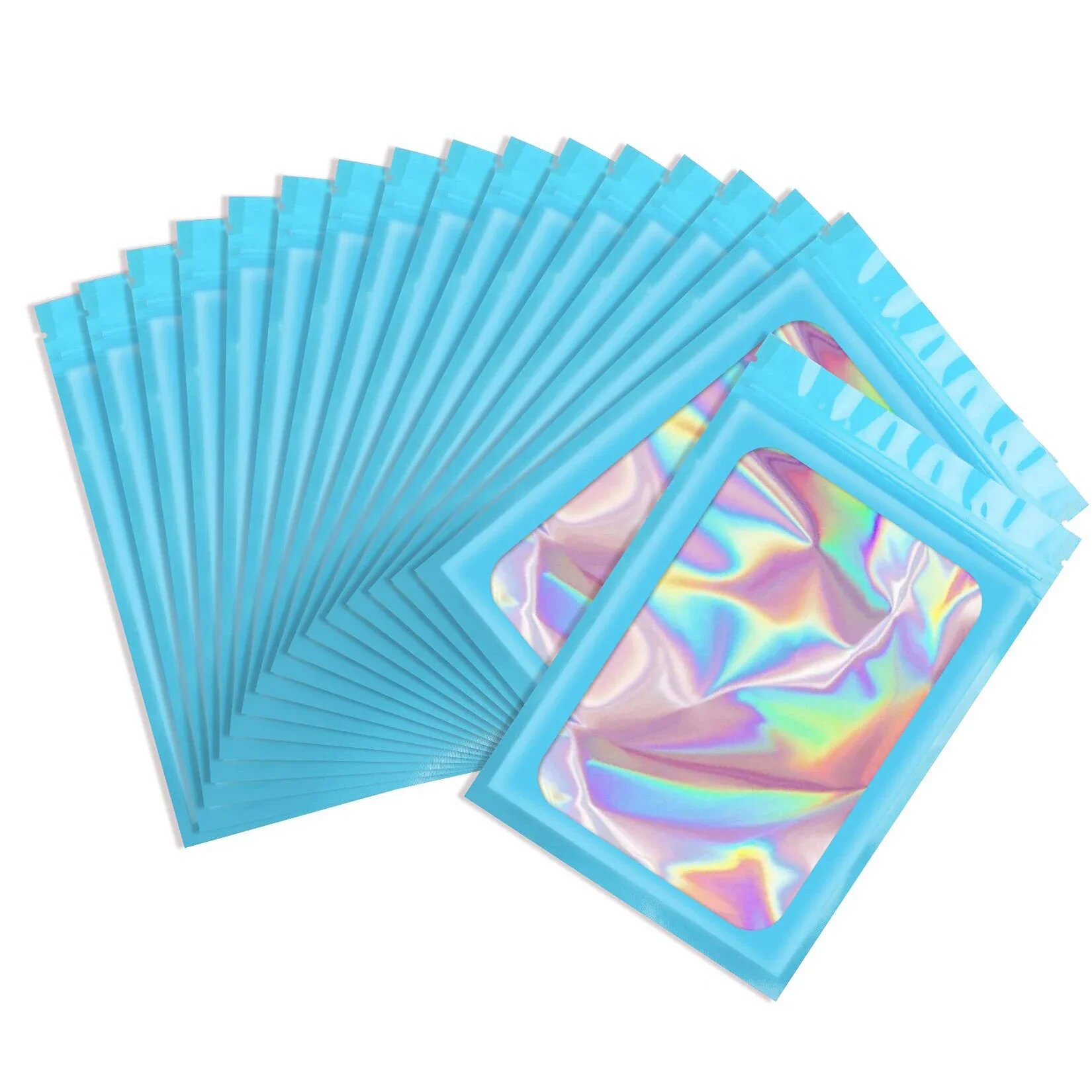 MOONBIFFY holographic ziplock bags blue, 10pcs, 10.5x15cm