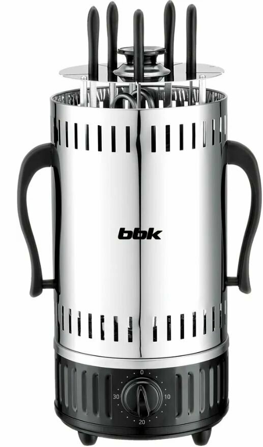 Электрошашлычница BBK BBQ601T, серебристый/черный