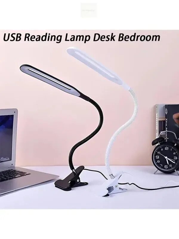 Настольная лампа USB на прищепке, белая, LED, гибкая шея, производство Китай — фото 1