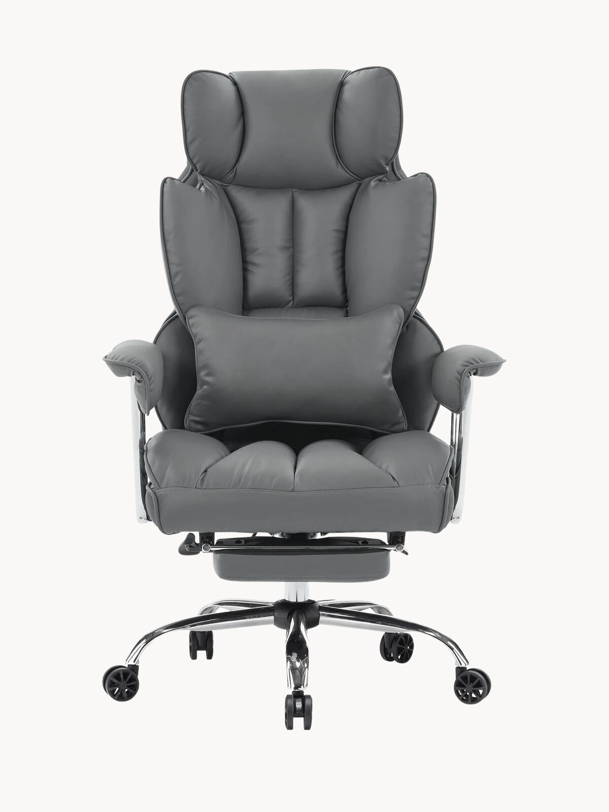 "Excebet" Офисное кресло , Кресло руководителя, тёмно-серая, С подлокотниками, подставкой для ног и поясничной подушкой