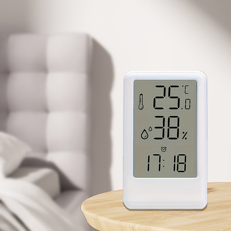 Настенные или настольные цифровые часы с будильником, дисплей LCD, измерение температуры и влажности, 12/24 часа, белый