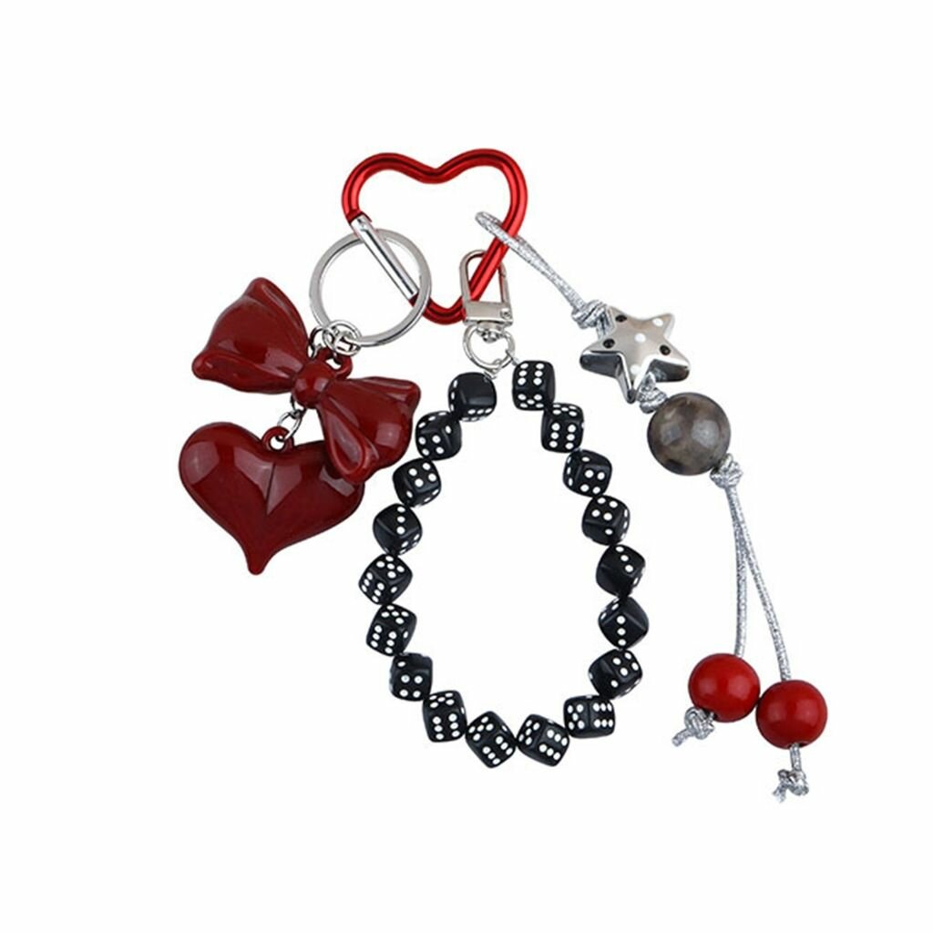 Кубики игральные кости для настольных игр, Красная подвеска из бисера с элементами любовных кубиков-Любовный бант