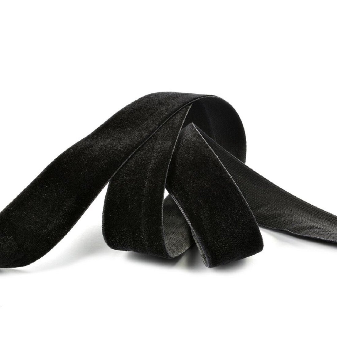 Резинка бархатная лента стрейч (эластичная) шир.20мм, черная, 10 метров