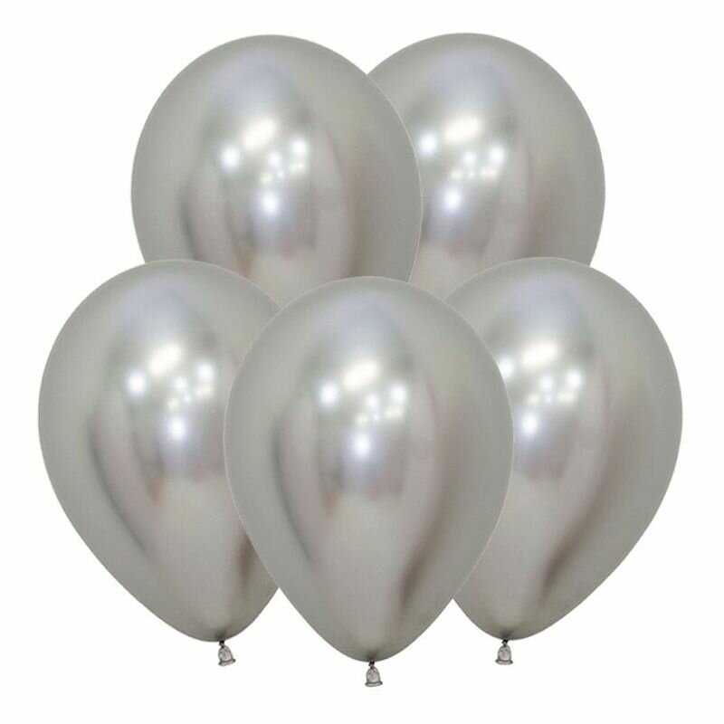 Шар воздушный Sempertex латексный Рефлекс Серебро Зеркальный, Reflex Silver, 50 шт