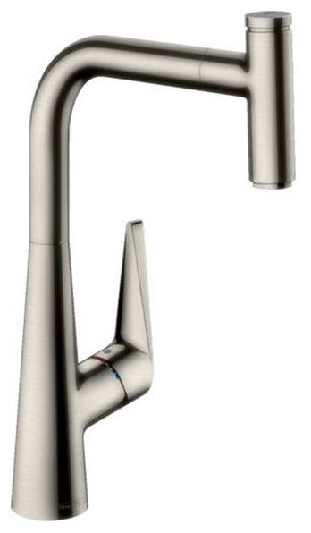 Hg talis select m51 кухонный смеситель, на 1 отв однорычажный eco с вытяжным изливом 1jet цвет под сталь 72826800 Hansgrohe