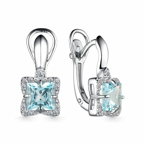 Серьги, серебро, 925 проба, топаз, фианит