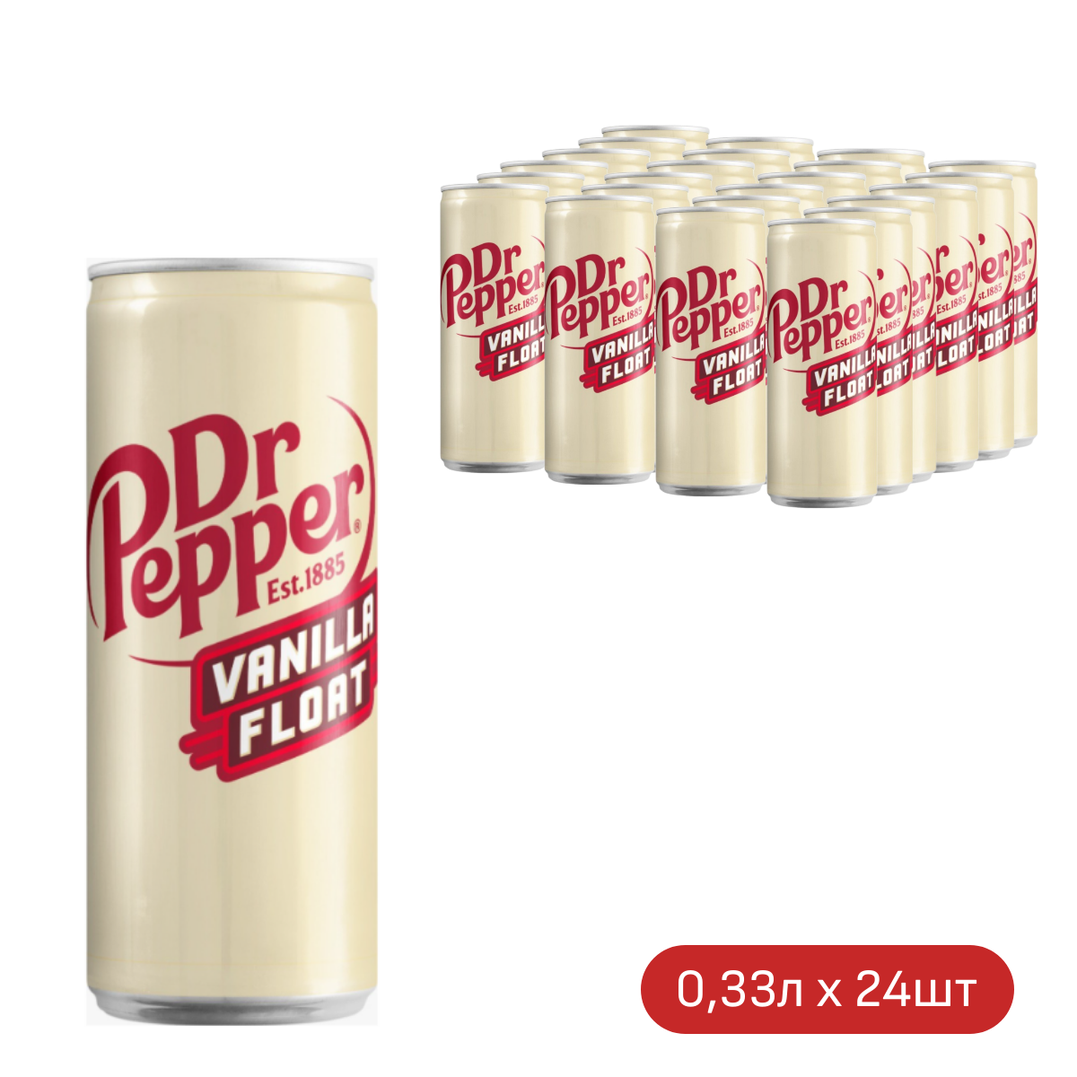 Газированный напиток Dr. Pepper Vanilla Float 0.33л. х24шт, ж/б