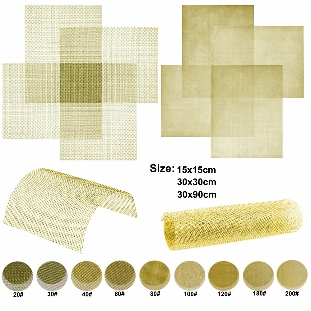 Металлическая защитная сетка из латуни 20-200 mesh 30x30cm, 40 Mesh