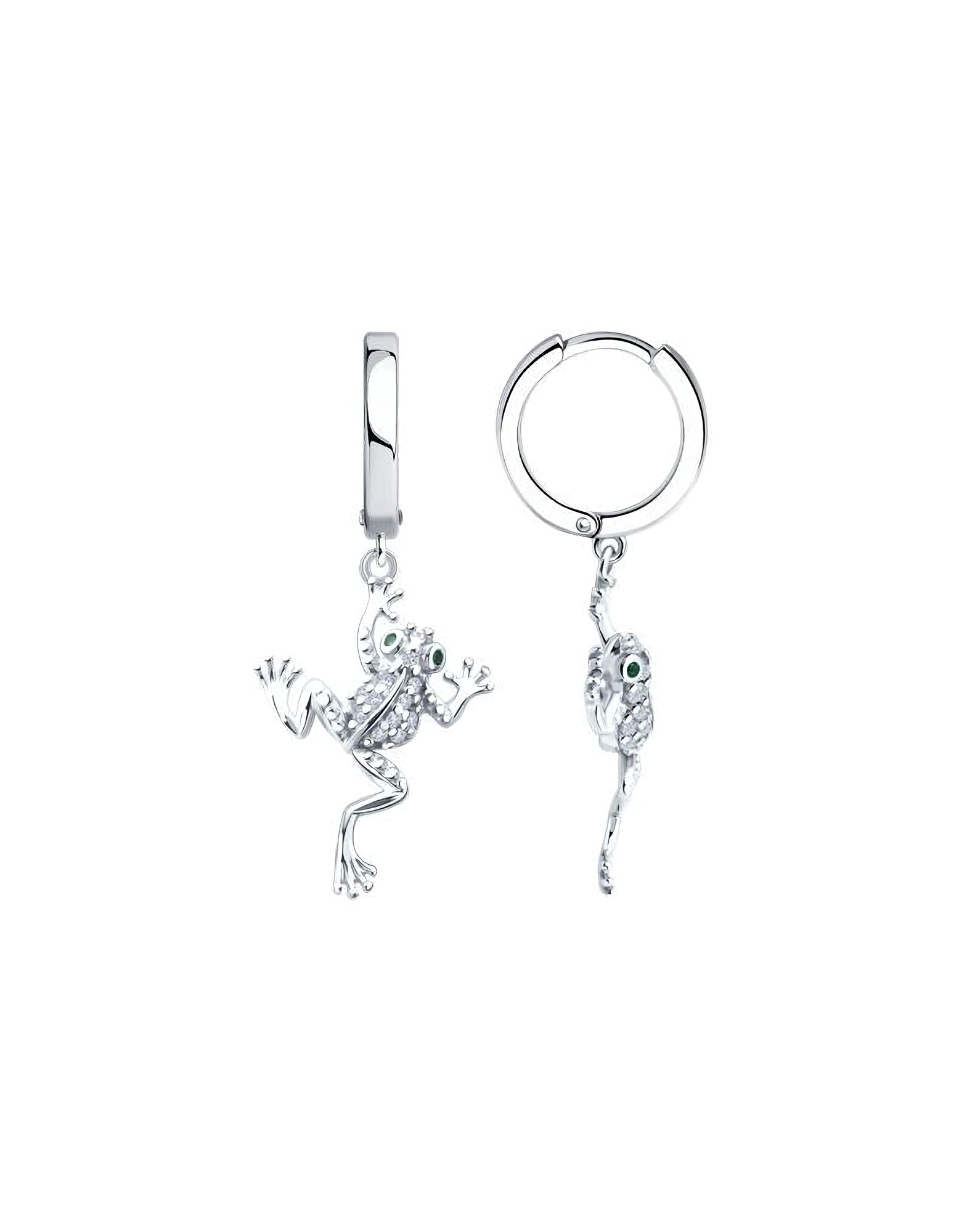 Серьги с подвесками, серебро, 925 проба, родирование, фианит