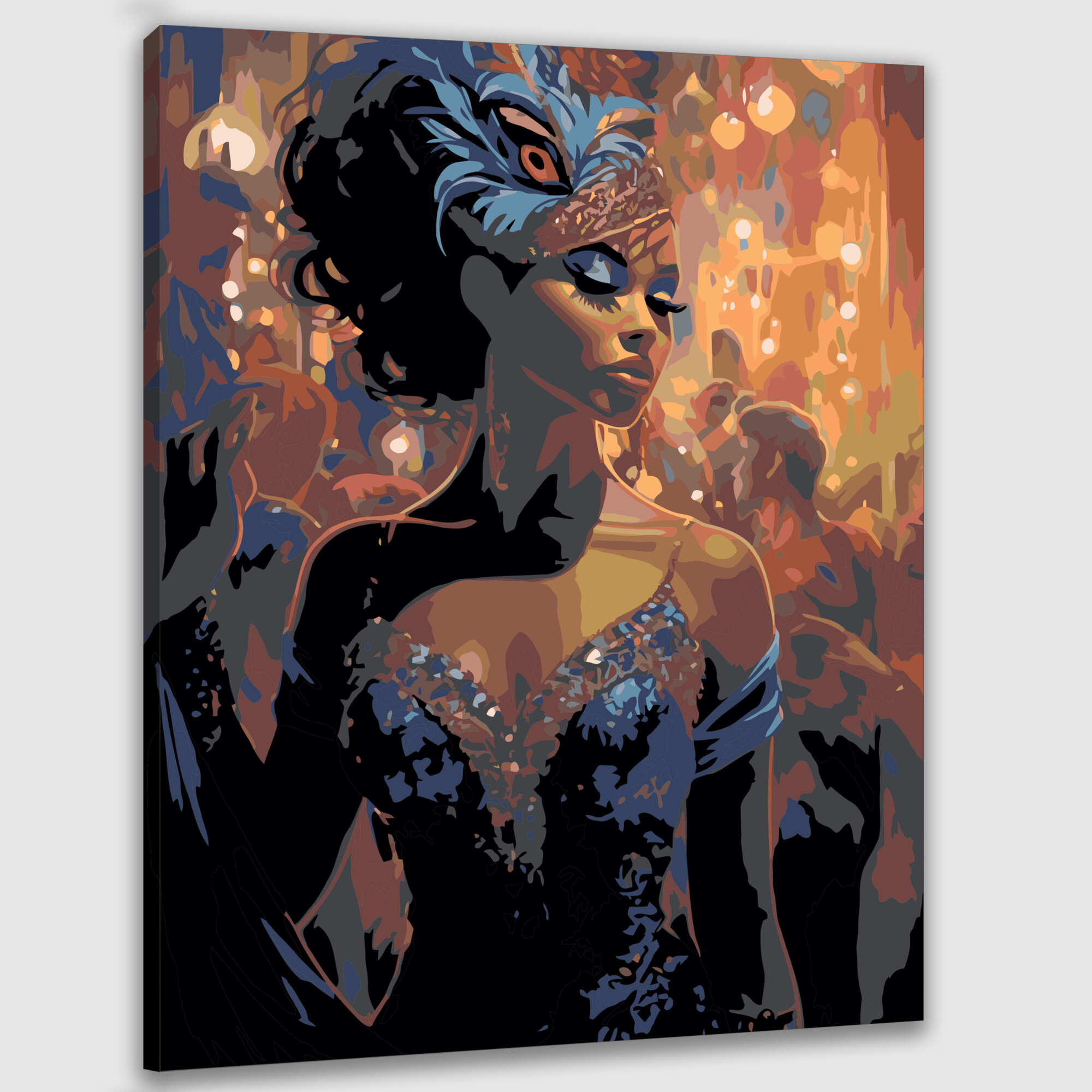 Картина по номерам 40x50 см, принцесса, бал-маскарад, платье, драгоценные камни, вышивка, пайетки, маски, костюмы