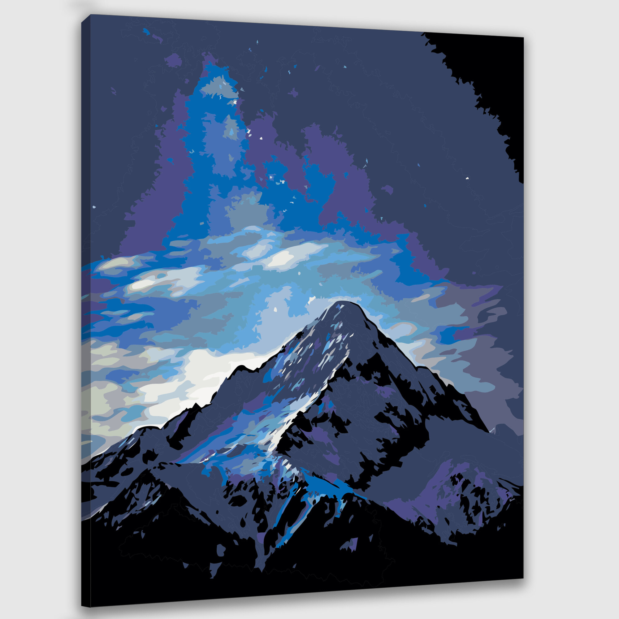 Картина по номерам 40x50 см, Млечный путь, ночное небо, горный хребет, звезды, блеск, масштаб, величие, благоговение