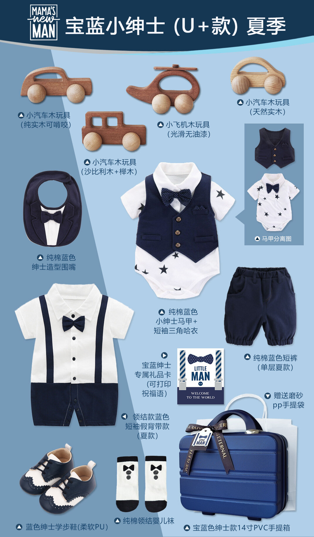 Подарочная коробка "Королевские джентльмены", для мальчиков, 90 см, королевский синий