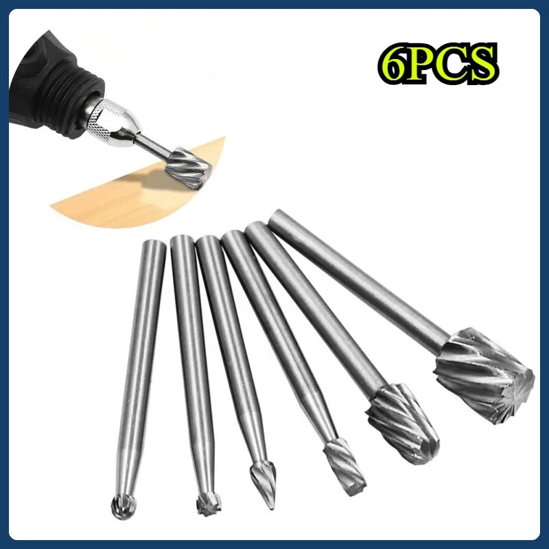 6 шт, фреза по дереву и металлу, HSS фрезерный станок, набор сверл, фреза, вращающийся фрезерный инструмент с ЧПУ, гравировальные абразивные инструменты