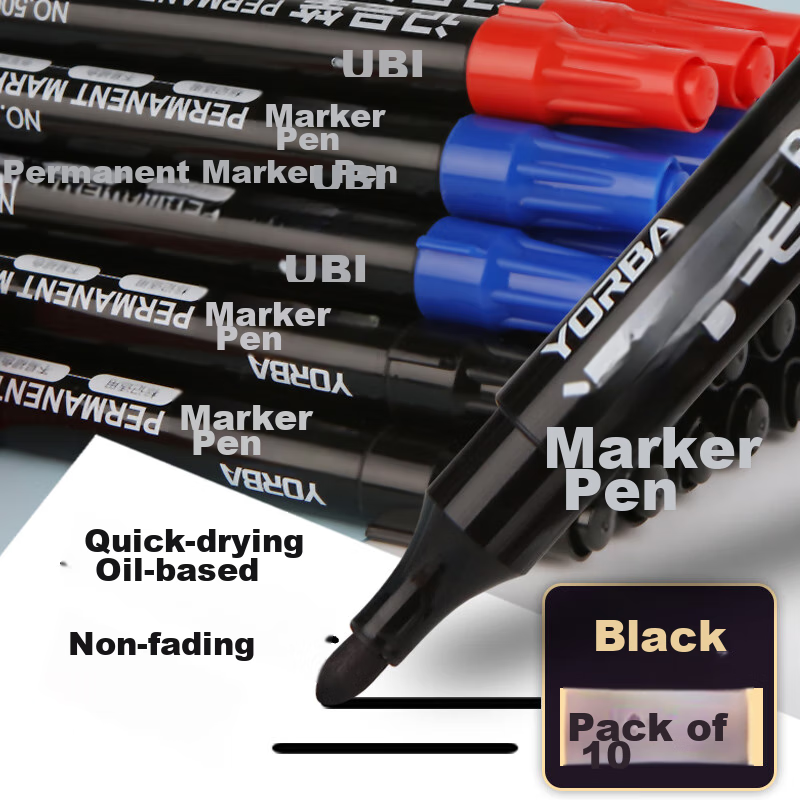 Youbili Маркер ручка/Highlighter/Dual-tip ручка/подпись ручка/встреча ручка/Маркер ручка, 12 шт, 5061 черный Цвет: 10