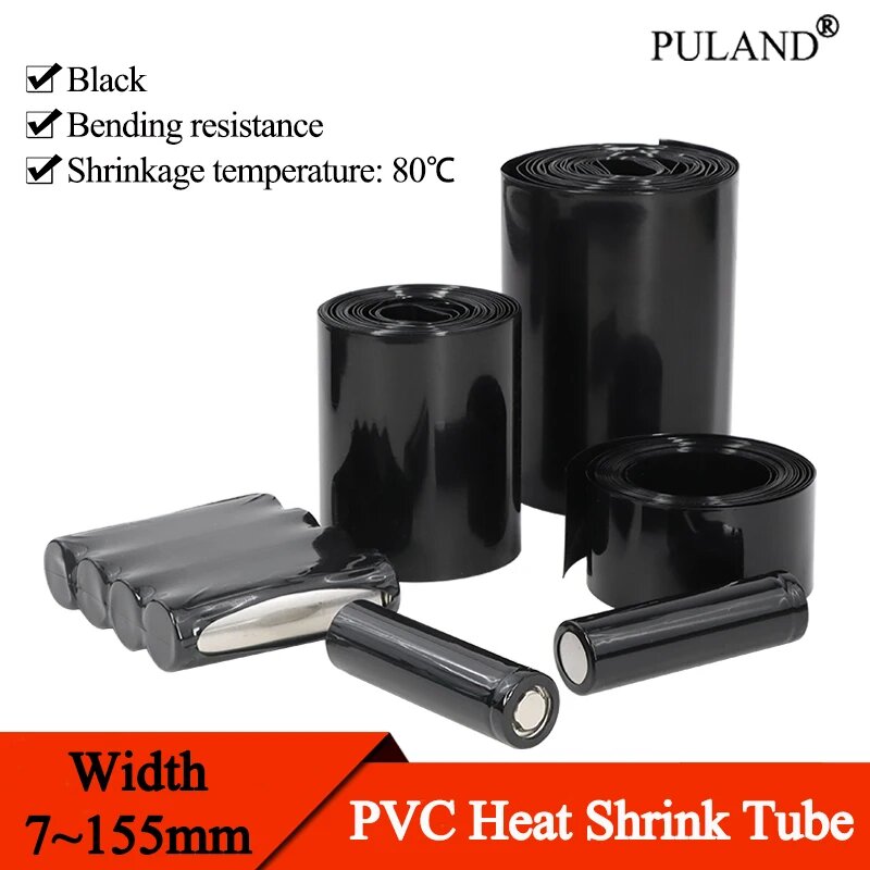 Черная термоусадочная трубка ПВХ 7-155 мм Width 50mm Dia 32mm, 2 meters