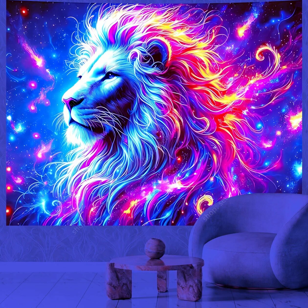 Гобелен с львом, психоделический, 180x230cm, WF2592
