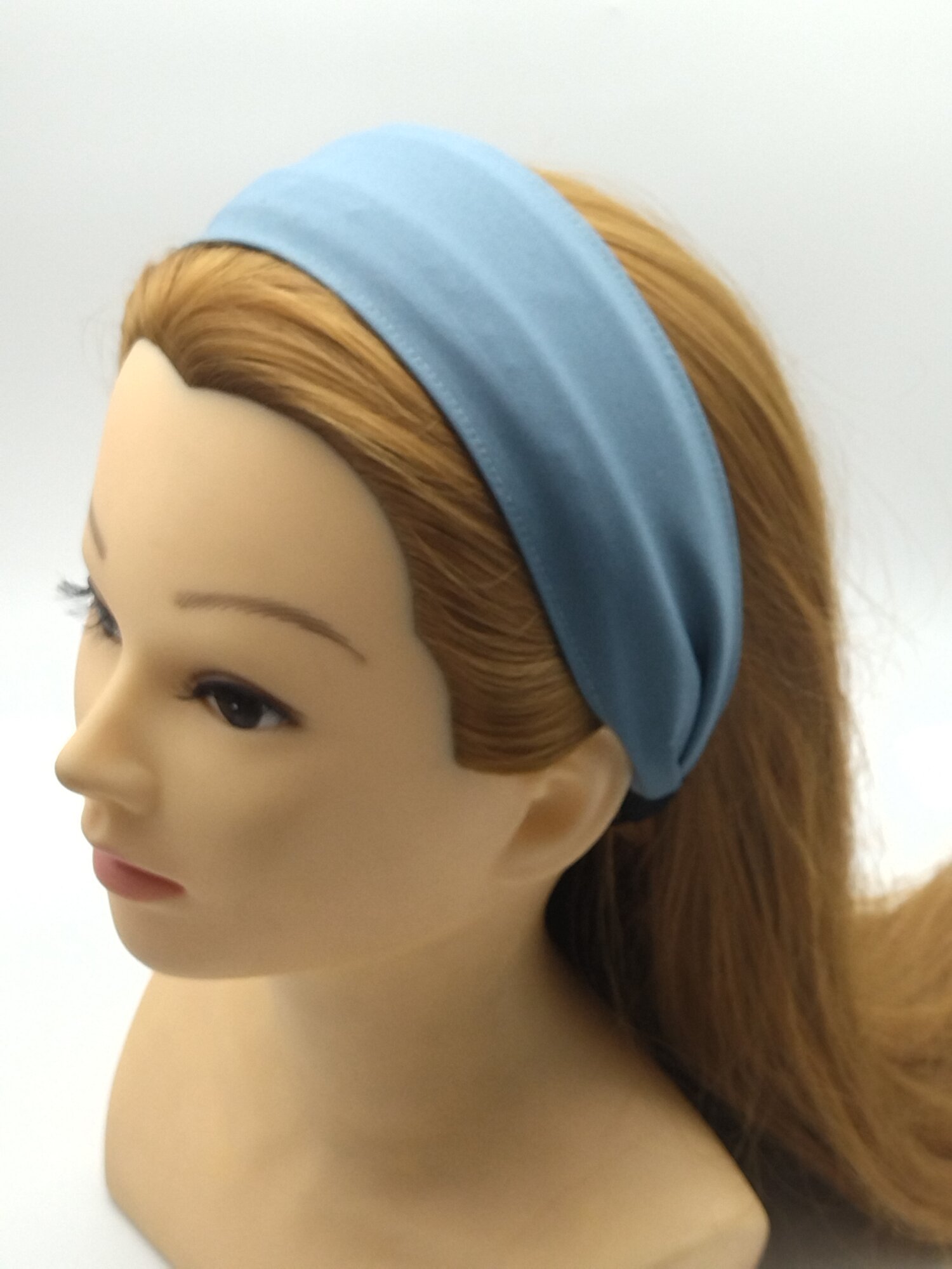 Ободок для волос, широкий, из текстиля, с имитацией косынки, цвет серо-голубой