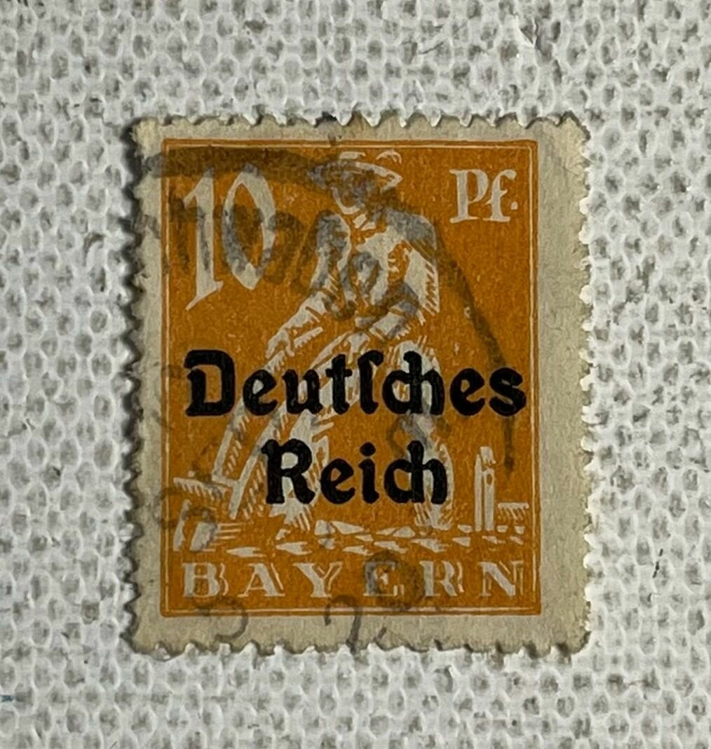 Марка Баварии надпечатка 3й рейх 10 фенингов
