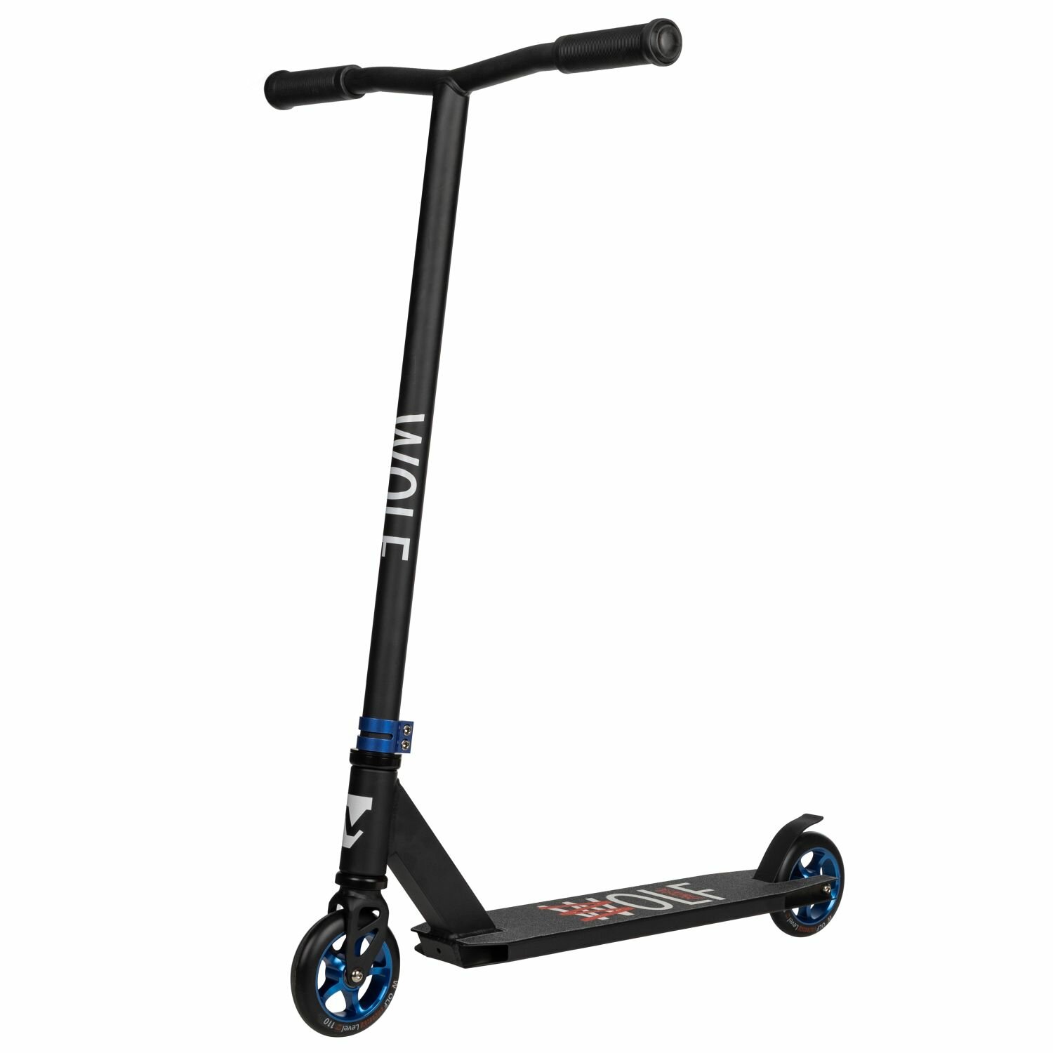 Самокат трюковый Novatrack Wolf 40 (2025), 110 мм, черный с синим