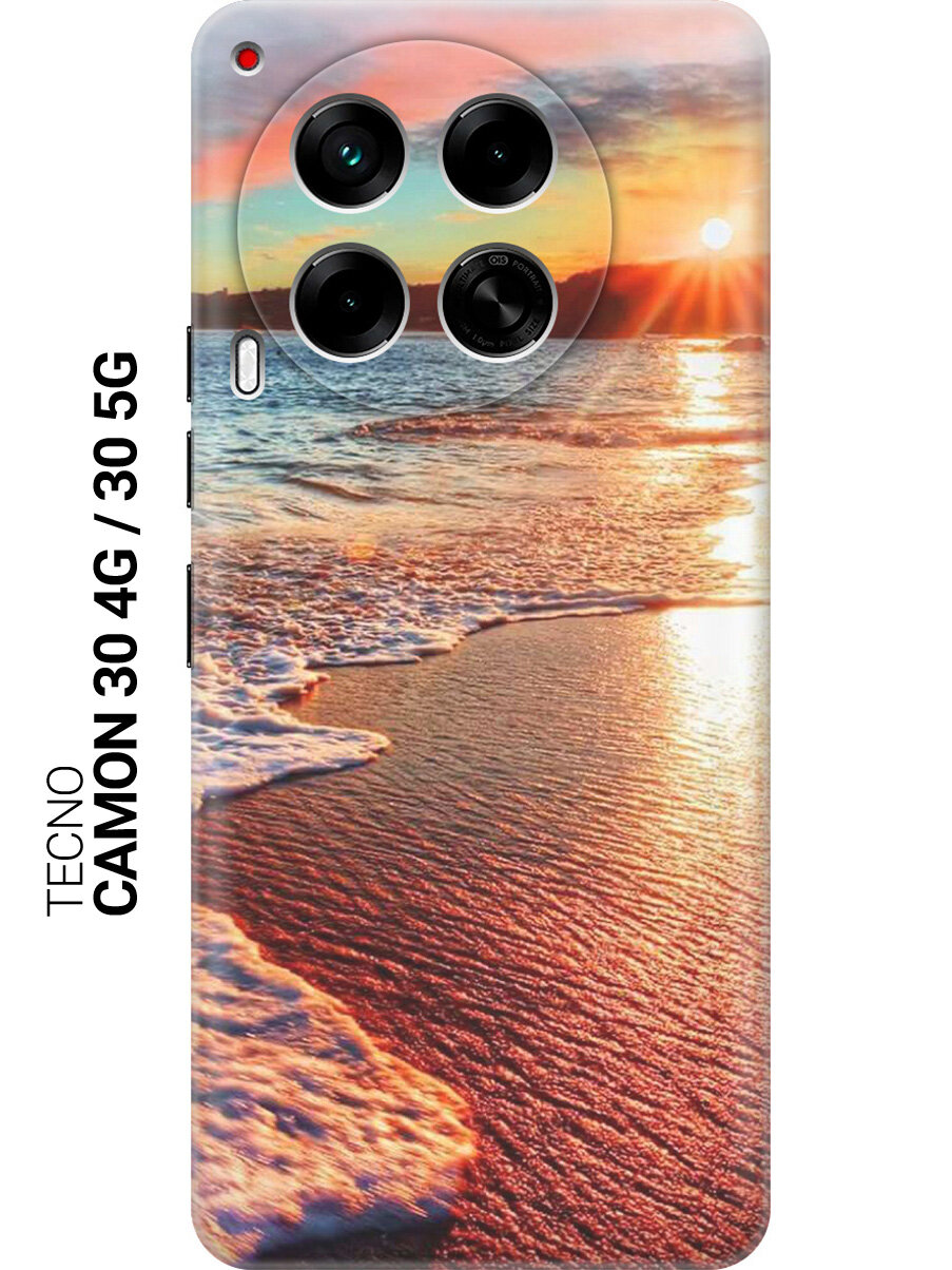Силиконовый чехол на Tecno Camon 30 4g / 30 5g с принтом "Залитый светом пляж"