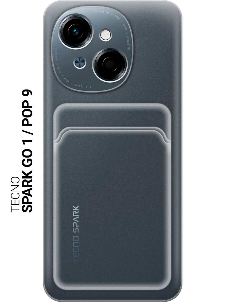 Силиконовый чехол на Tecno Spark Go 1 / Pop 9 с карманом для карты прозрачный