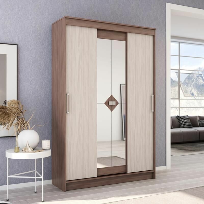 Шкаф-купе Агат ширина 140 см Ясень шимо тёмный / Ясень шимо светлый, для одежды, большой, высота 214 см, высокий