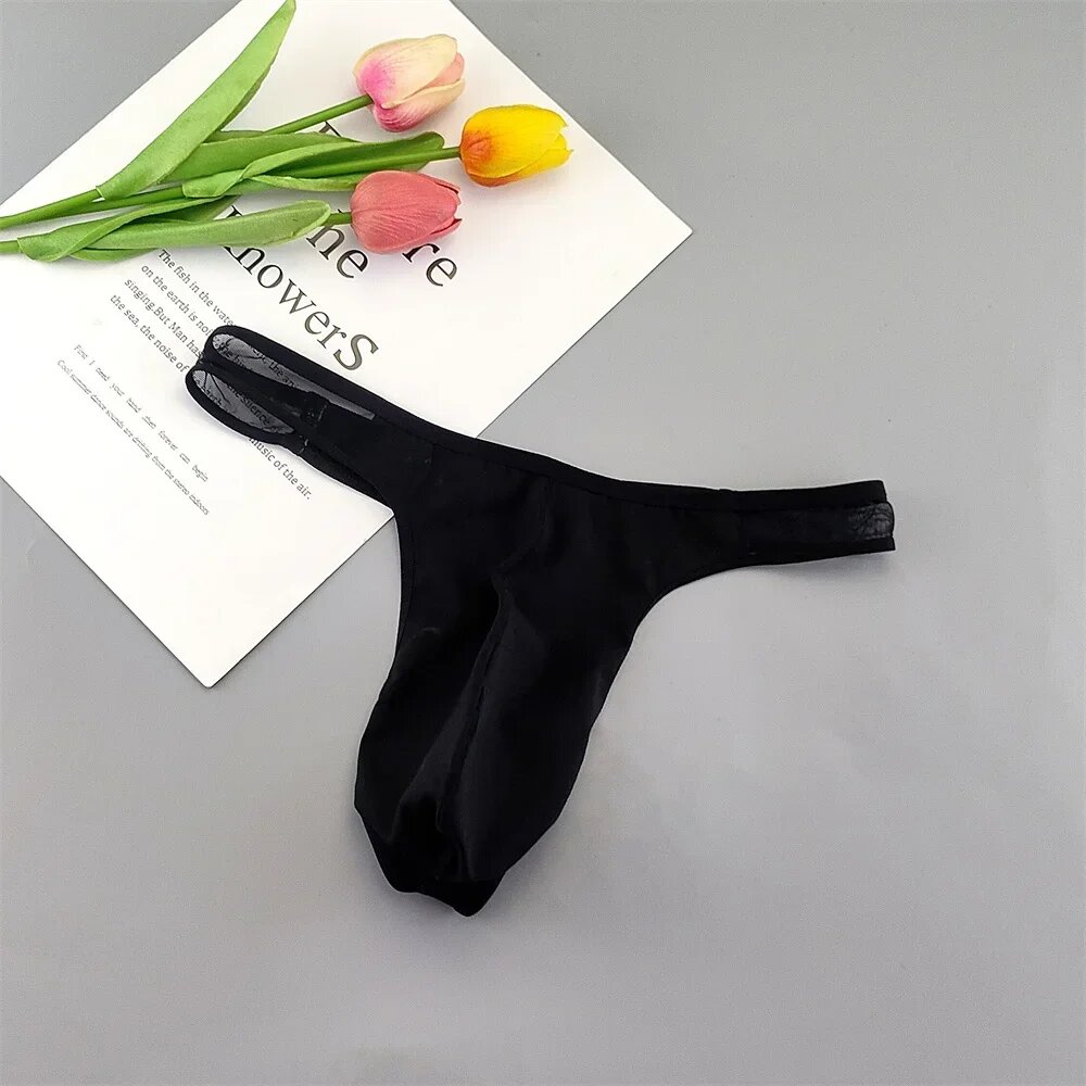 Мужские хлопковые стринги M-XXXL Черный, L, Black