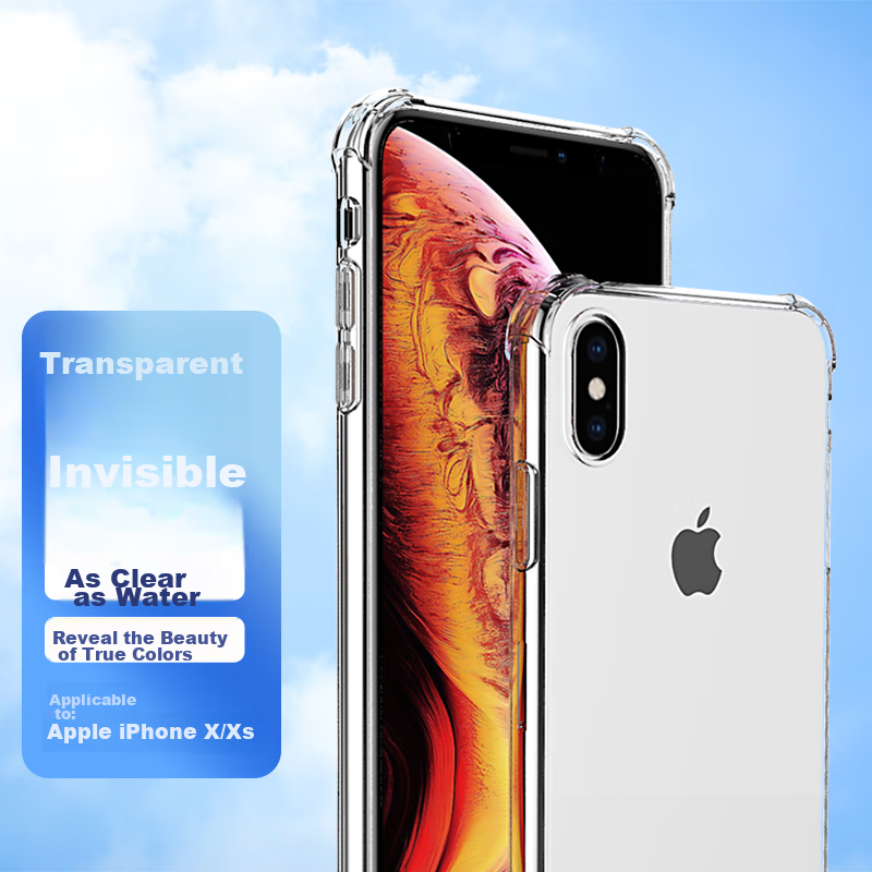 ESCASE IPhone XS Max Phone Case, 6.5-Inch TPU Full Coverage Airbag Shockproof Soft Case, Protective Cover (With Lanyard Hole), Translucent White