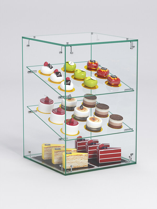 Витрина "сладость" №9-О для выпечки настольная без дверки, Стекло