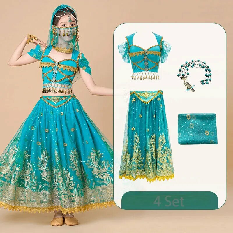 Детский костюм для танца живота Болливуд S, 4 set blue B