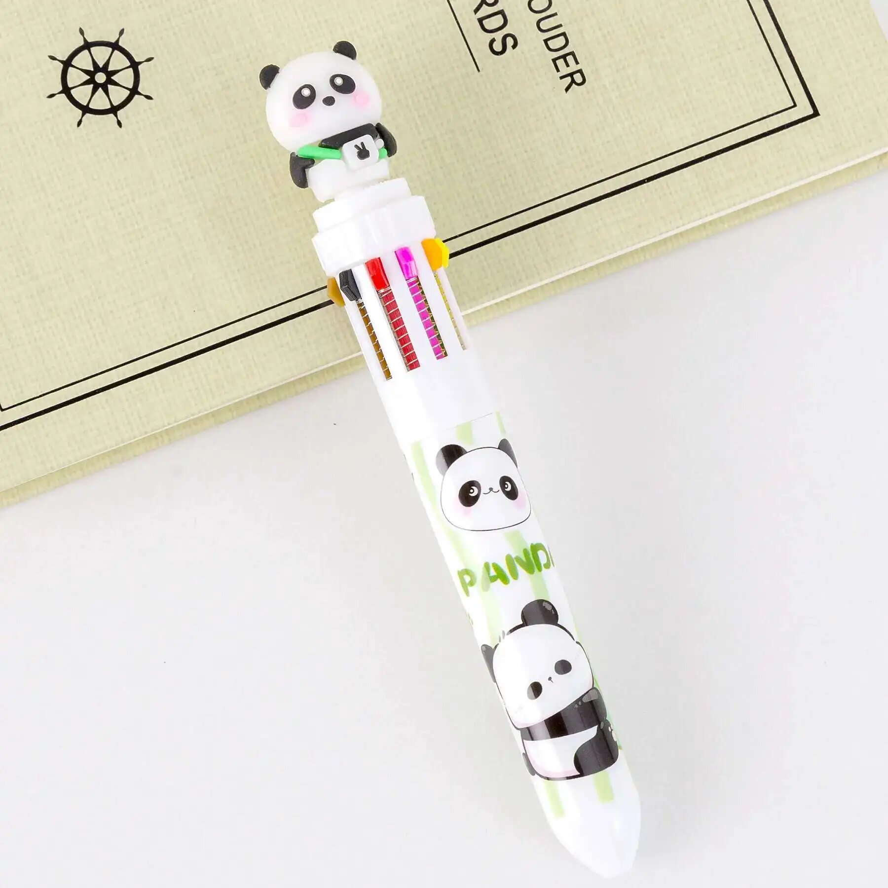 1 шт, милая шариковая ручка Lytwtw, многоцветная мультяшная панда, 10 в 1, цвета, канцелярские принадлежности, школьные канцелярские товары, креативные