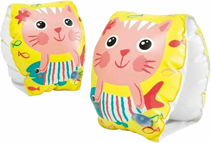 Детские надувные нарукавники "Счастливый котенок", размер 20х15 см, для плавания и купания в бассейне и на море, для детей от 6 до 36 месяцев