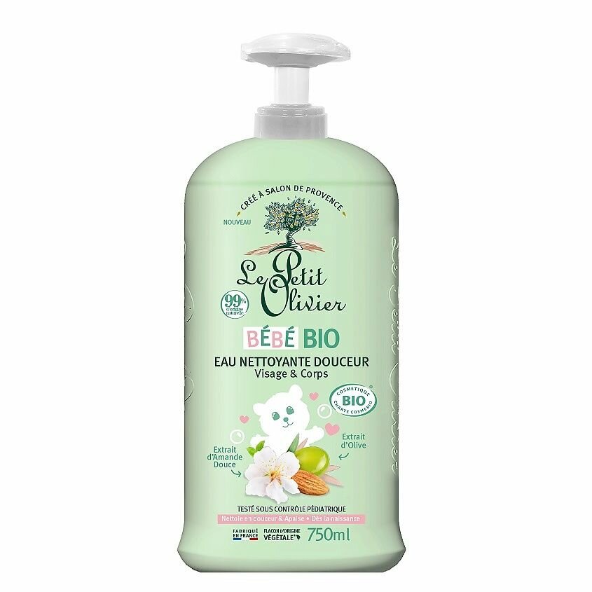 LE PETIT OLIVIER Средство очищающее детское для лица и тела Bb Bio, 750 мл