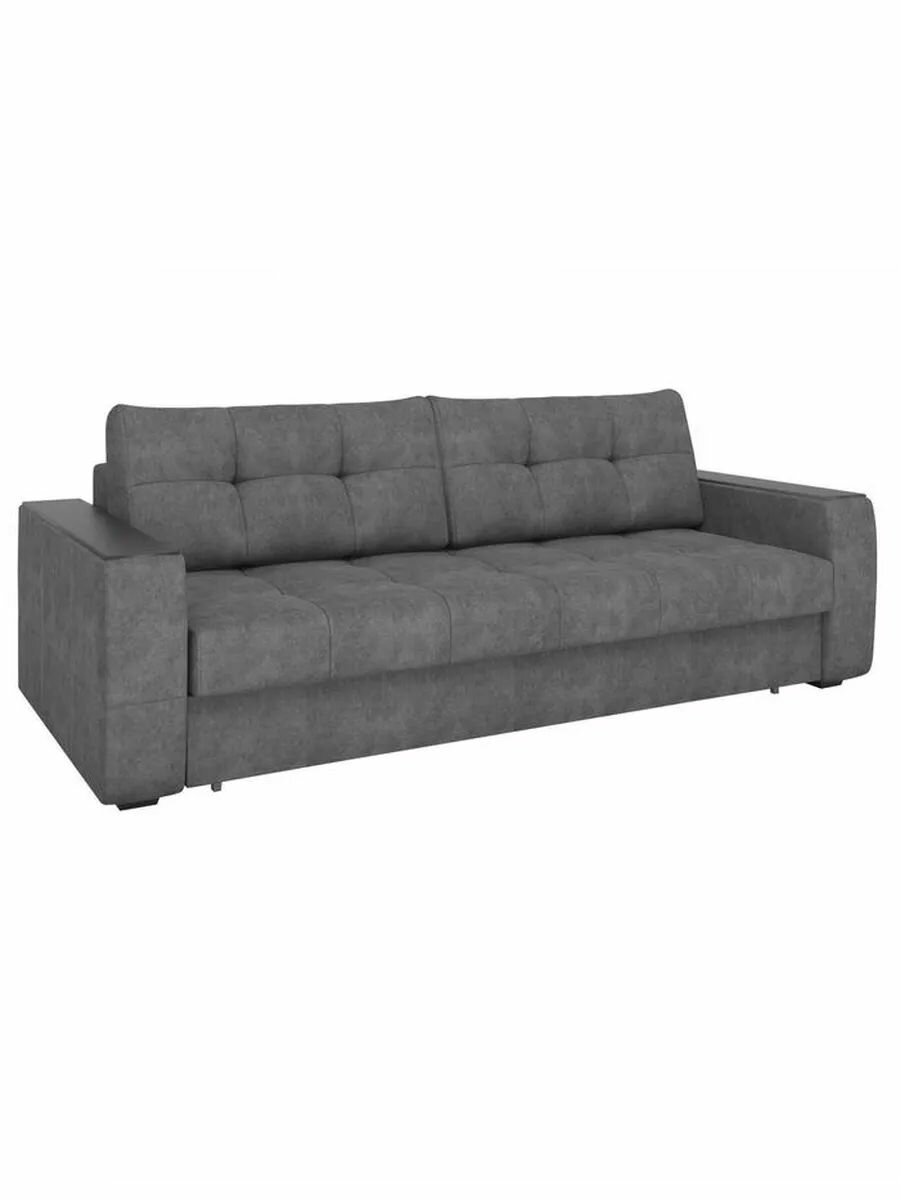 Диван кровать прямой Премьер независимый пружинный блок, раскладной, тик-так, со съемными подушками, 152х202 см спальное место, Графит, велюр