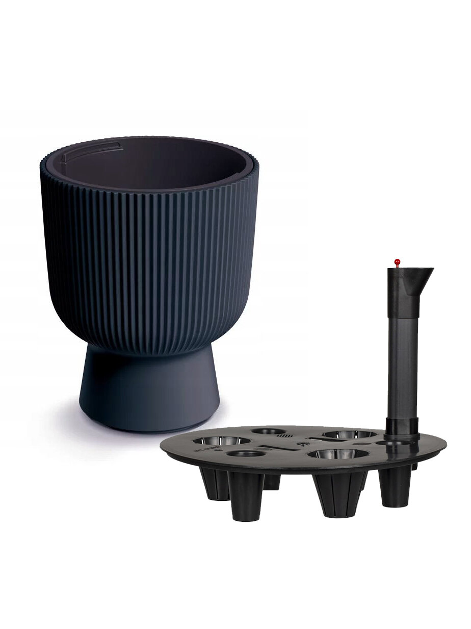 Кашпо со вставкой Prosperplast Milly, 18 л, антрацит + система для автополива Prosperplast WR3