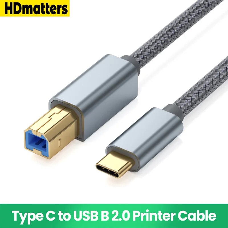 Плетеный USB 2.0 кабель Type-C - B для принтера 5m