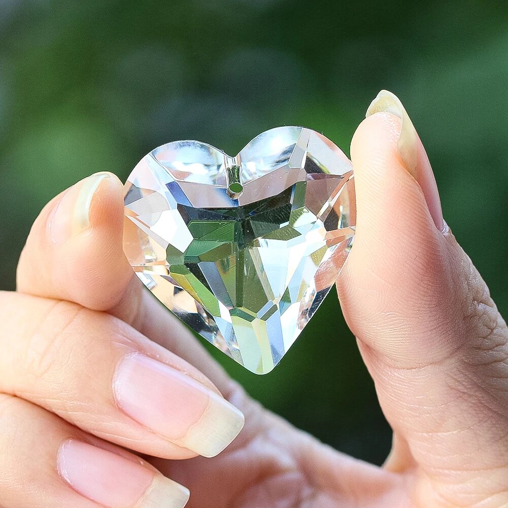 Прозрачное сердце, хрустальная призма, ловец солнца, подвесной орнамент, украшение для гостиной, подвеска, детали люстры, сделай сам, свадебный подарок
