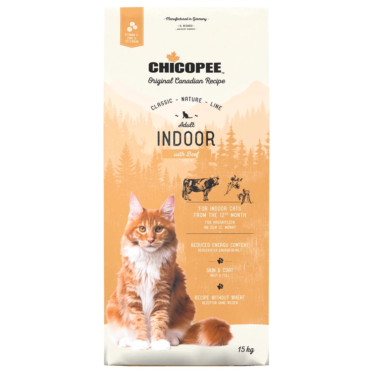 Сухой корм для домашних кошек Chicopee CNL Cat Adult Indoor, с говядиной 15 кг