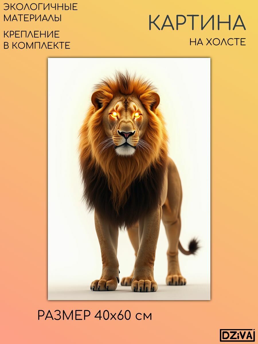 Картина на холсте "Львиный взгляд" 40x60 см