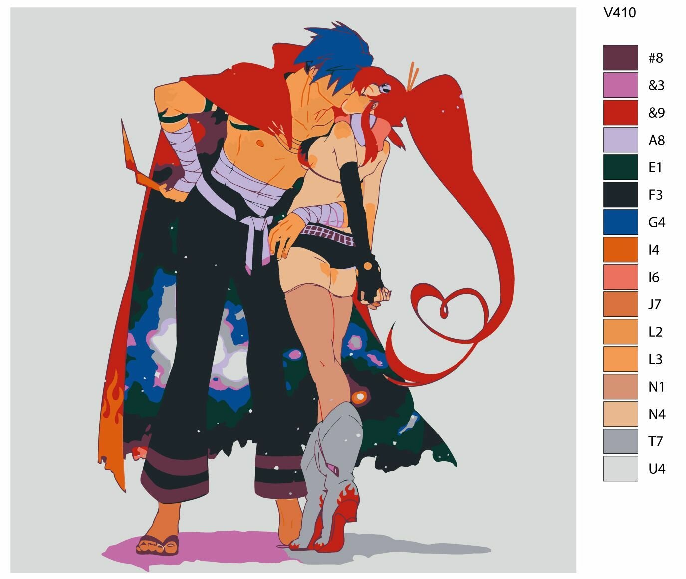 Картина по номерам V-410 "Аниме Гуррен-Лаганн (Gurren-Lagann). Камина и Ёко (Kamina, Yoko Littner)", 40x40 см