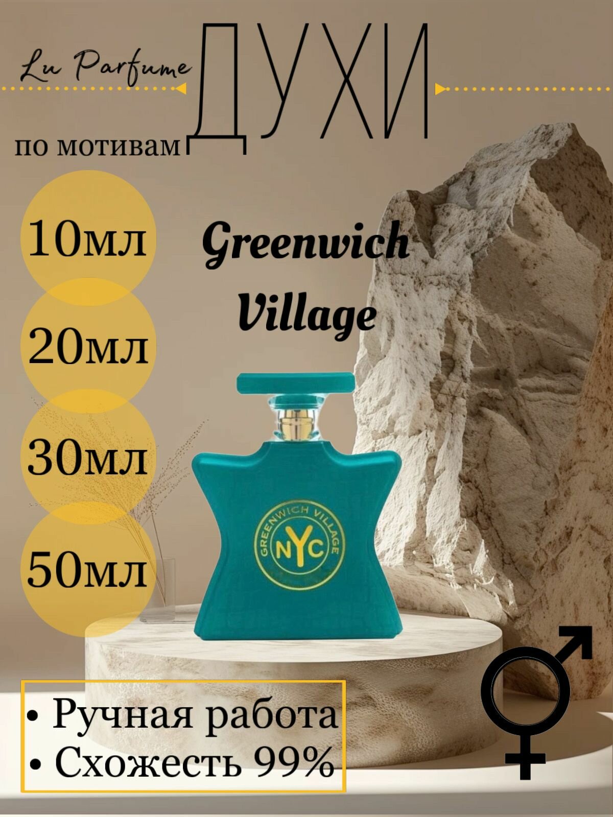 Духи ручной работы ,'Greenwich Village ', для мужчин и женщин, Lu Parfume.