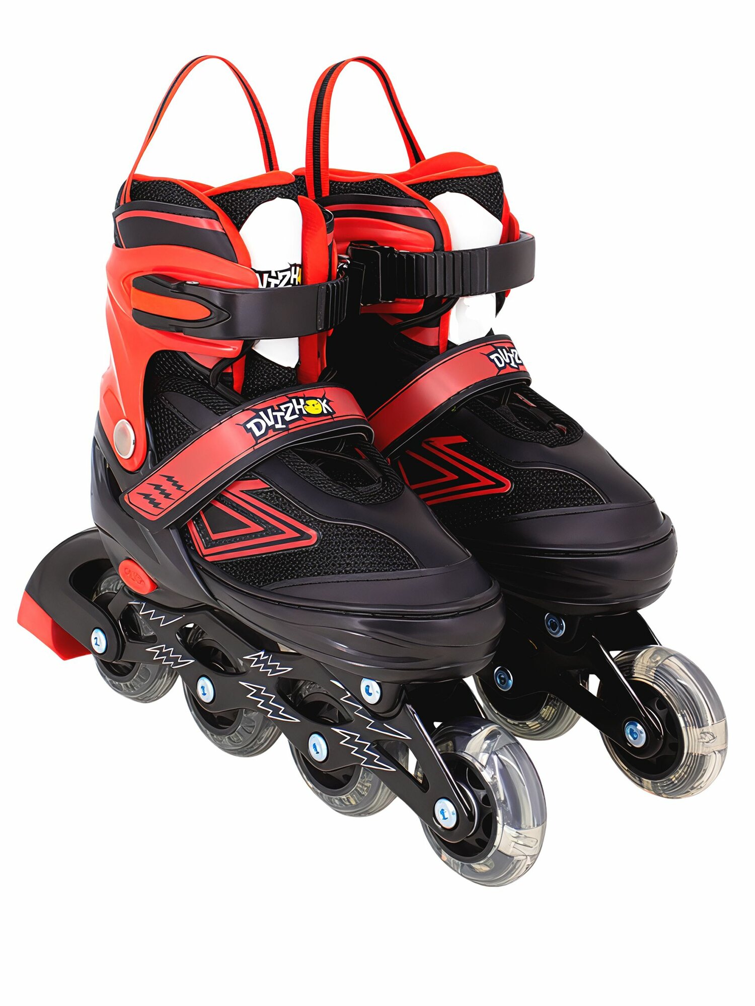 Роликовые коньки Dvizhok с подсветкой, детские раздвижные ролики, спортивный инвентарь для активного отдыха, размер M 34-37, пластиковые колеса PVC, цвет черно-красный