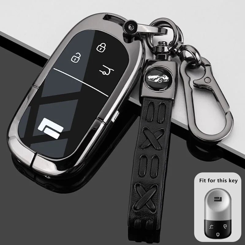 Чехол для автомобильного ключа из цинкового сплава для Rox 01, Jishi Polestones, автомобильный Стайлинг, чехол для дистанционного управления, брелок, корпус, кольцо, держатель, брелок, аксессуары A1-with Chain