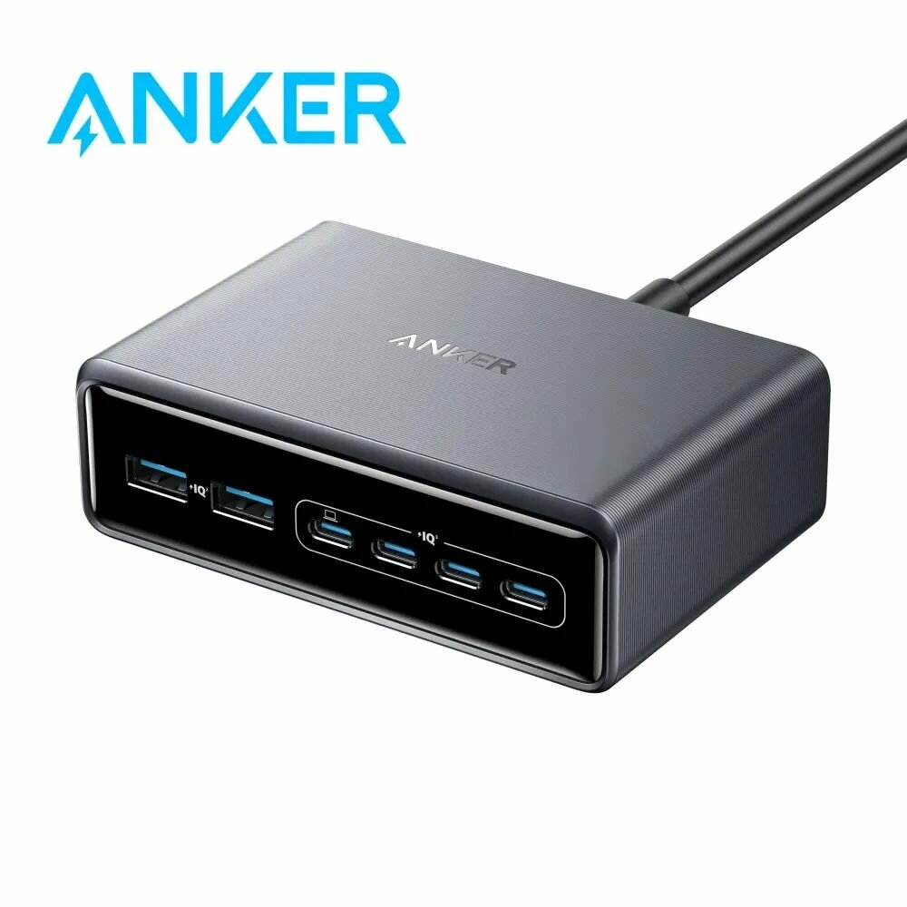 Настольная зарядная станция Anker Prime Charger 200 Вт, 6 портов, GaN (A2683), быстрая зарядка